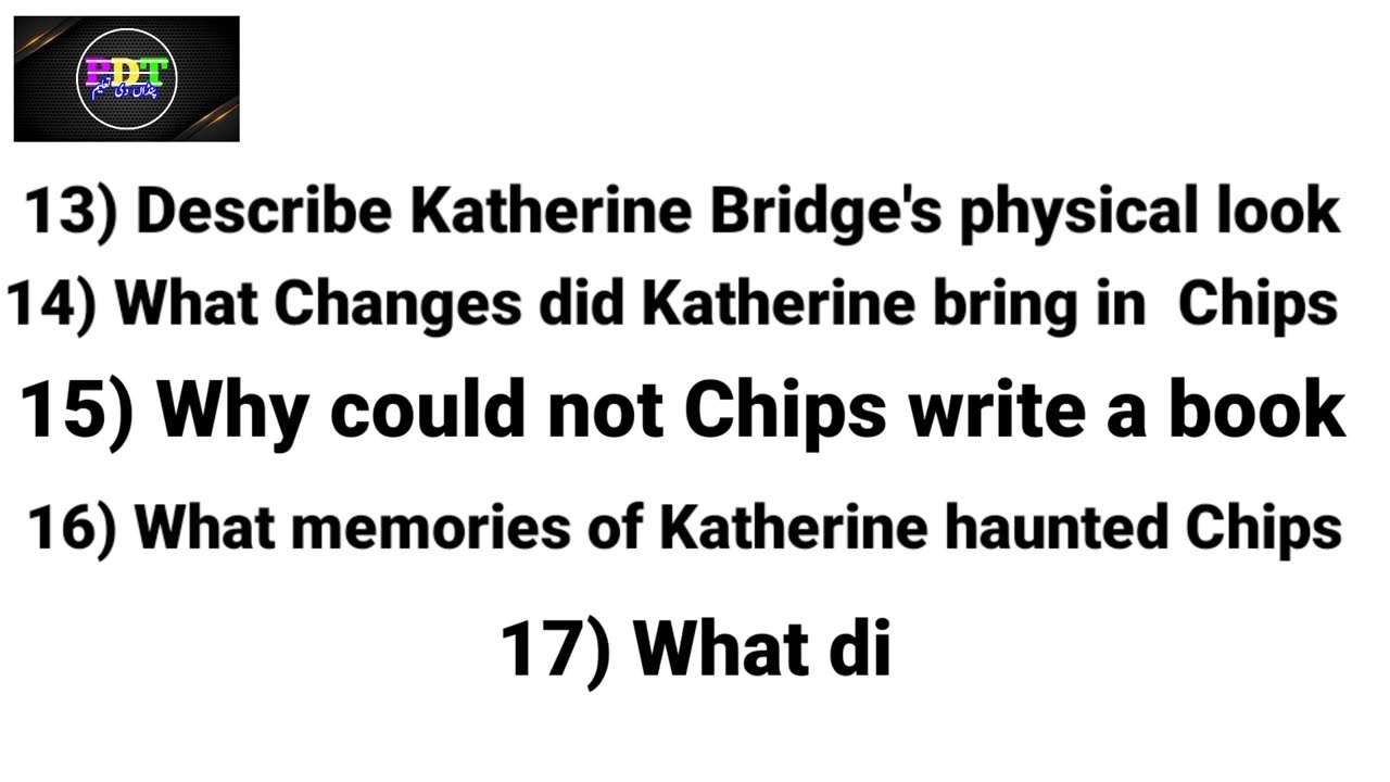 "Good Bye Mr. Chips" Novel Most Important Questions | 2nd year English Guess Paper 2023 - YouTube