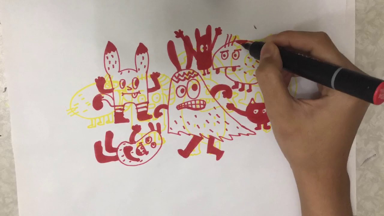 Doodle Time-Lapse 3 COLORS CHALLENGE - YouTube