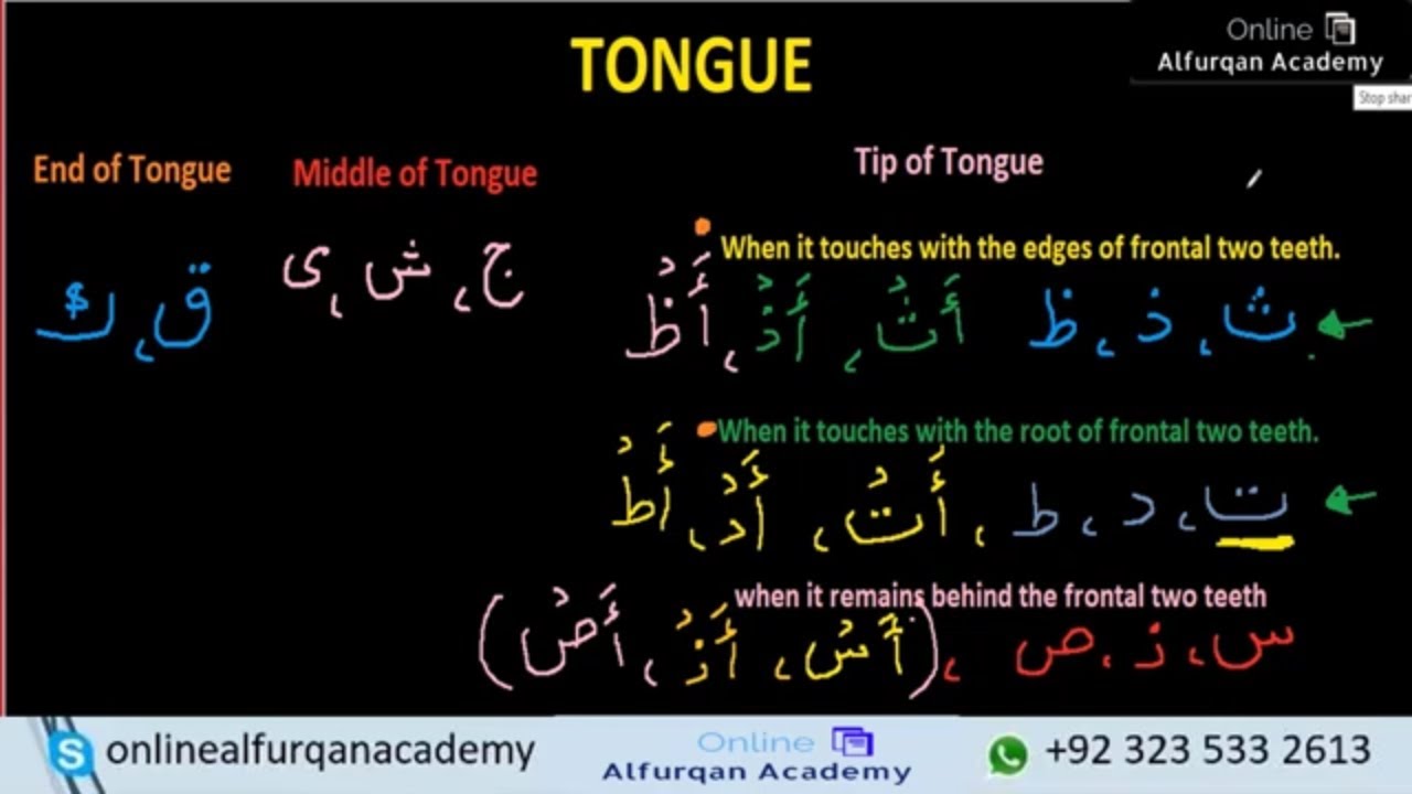 Learn Quran With Tajweed Makhaarij al Huroof Tip Of Tongue ...