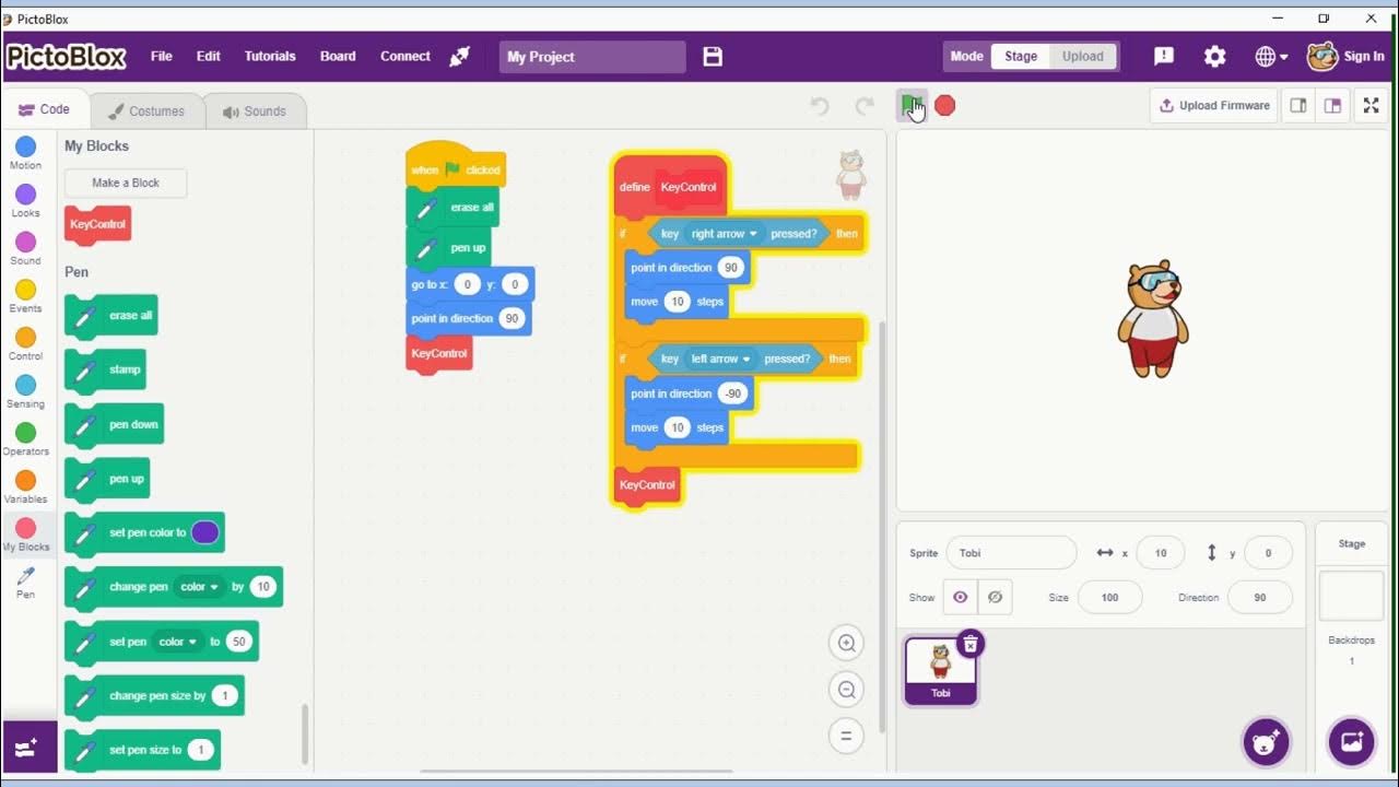 Controlling Sprite by keypad - YouTube