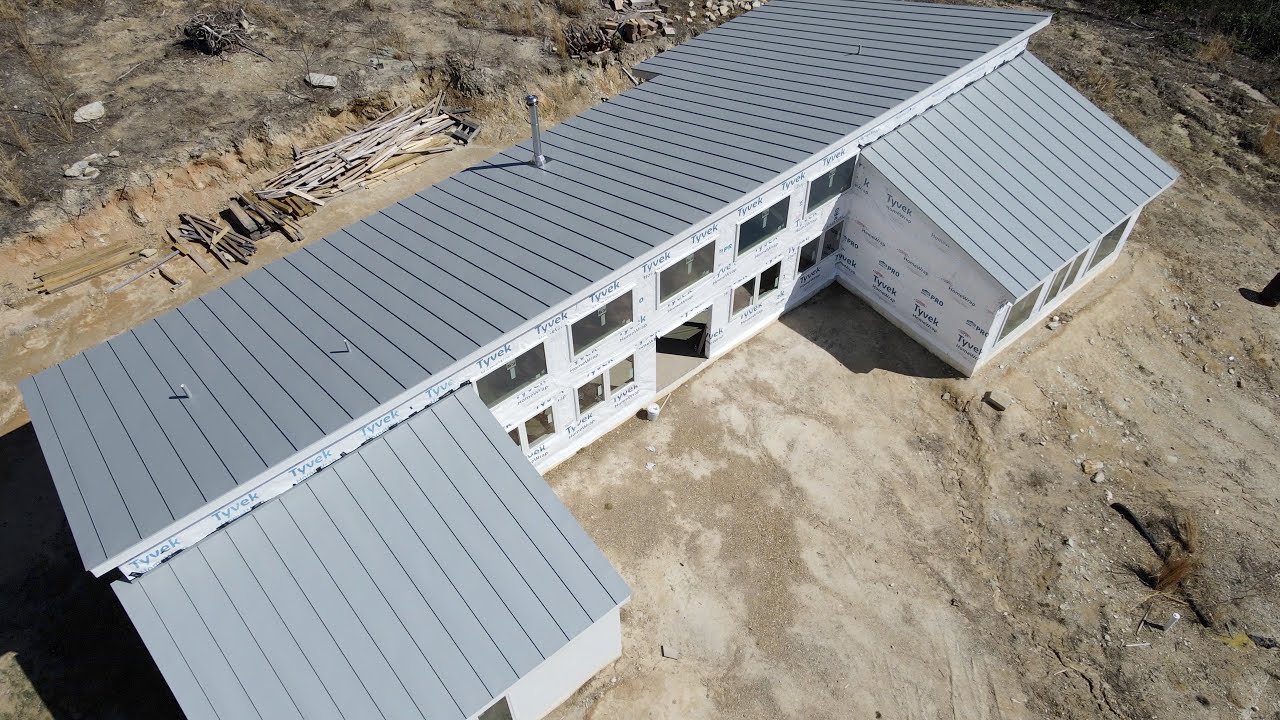 Standing Seam Metal Roof Looks Amazing! DIY SIPs house build #128 - YouTube
