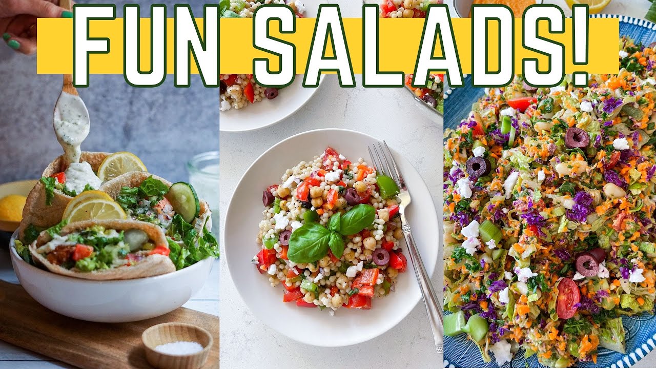 3 FUN Entree Salad Recipes + Easy Vegan Dressings! 🌱😊 - YouTube
