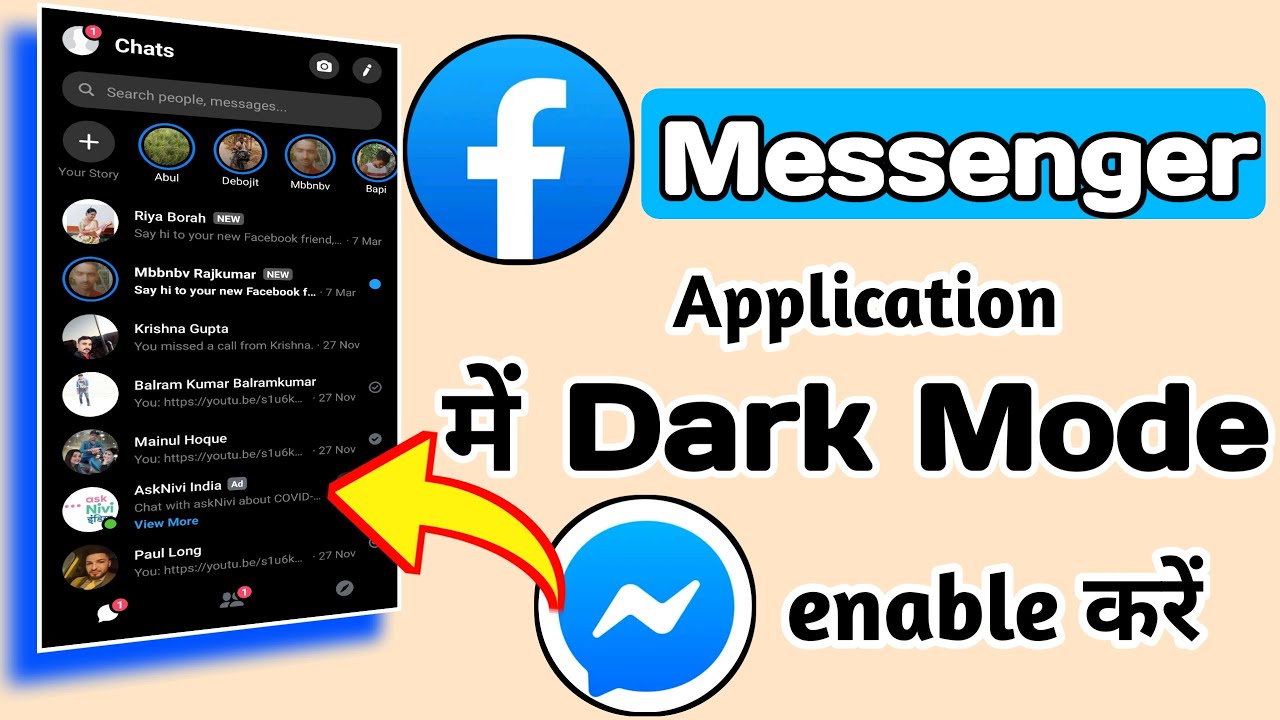 how to enable dark mode on Facebook Messenger | Facebook messenger dark ...