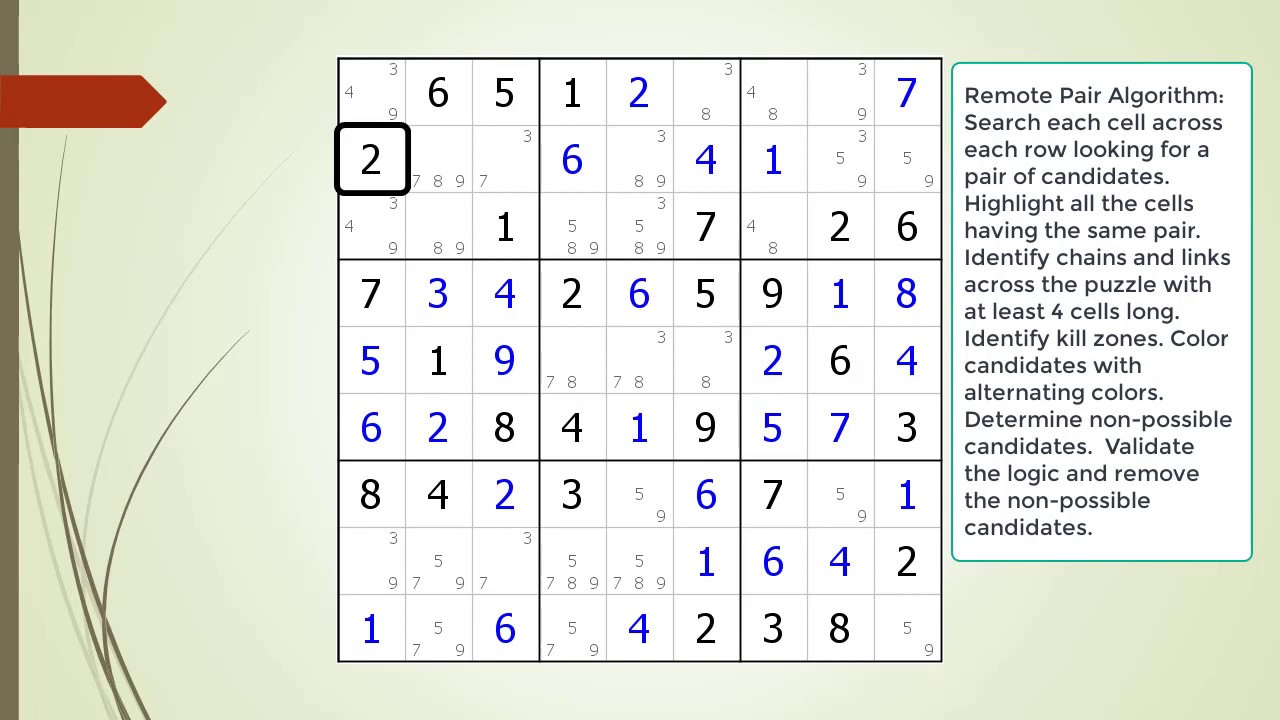 dxSudoku #33 Remote Pair Puzzle Solving Technique - YouTube