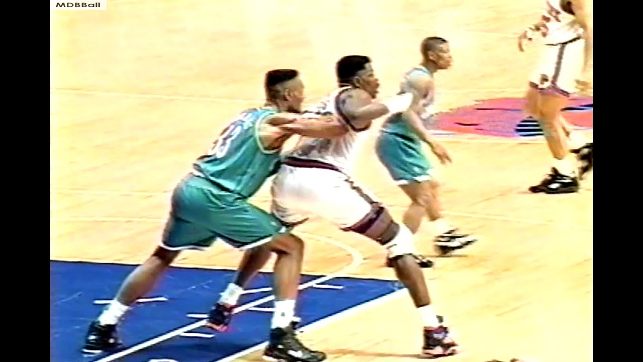 NBA On NBC - Patrick Ewing Battles Alonzo Mourning! Hornets @ Knicks ...