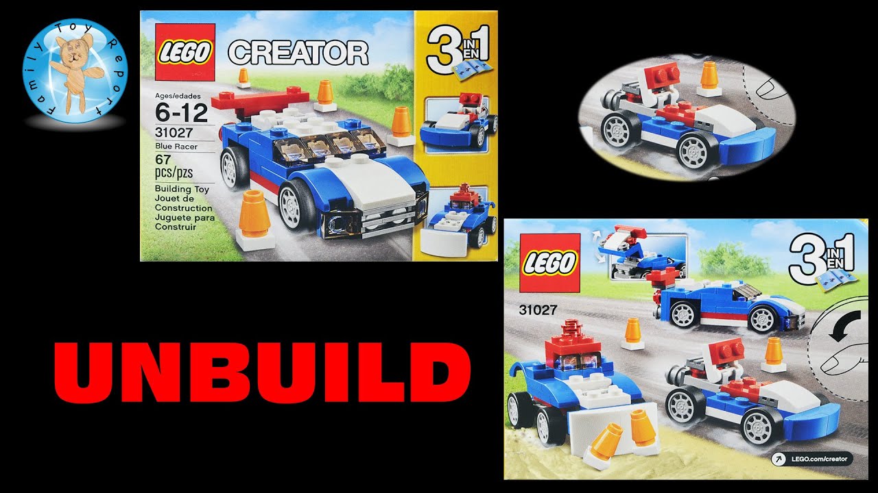 LEGO Creator Blue Racer Go Kart 31027 Stop Motion Animation Unbuild 1 ...