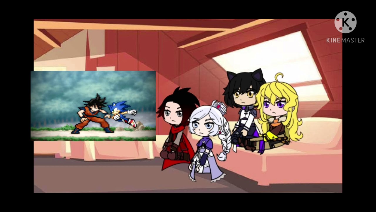 [Gacha club team rwby reacts to goku vs sonic] - YouTube