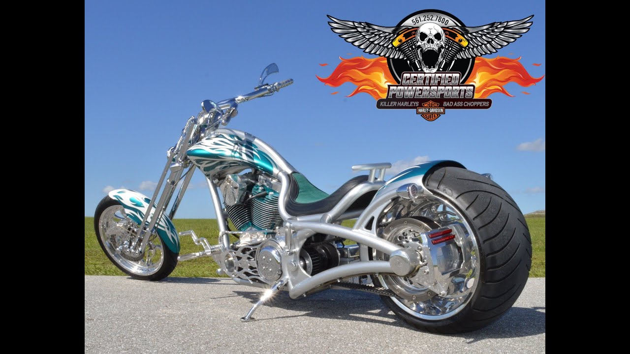 SOLD *** 2010 BOURGET BIKE WORKS PYTHON SUPER STRETCH LIMO SPRINGER 330 REAR TIRE CHOPPER - YouTube