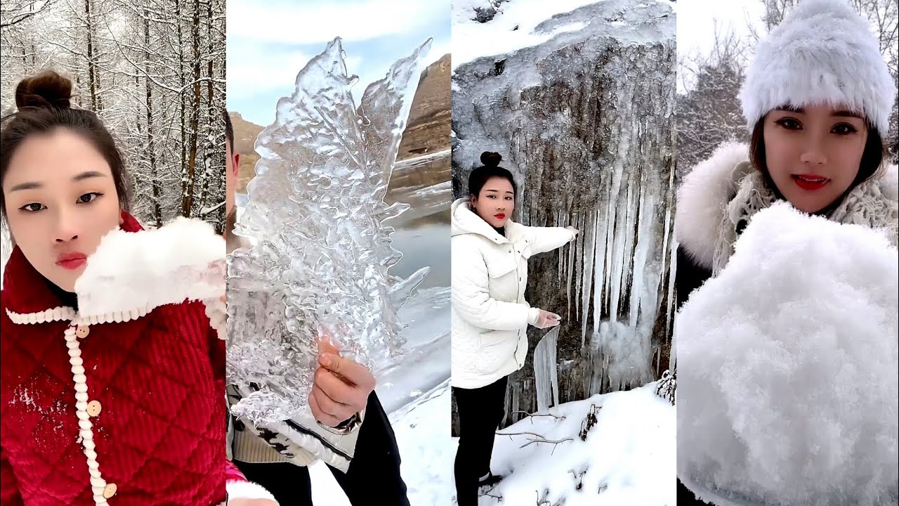 REAL SNOW EATING / HARD ICE / ICICLE ICE / WHITE ICE. ICE EATING - YouTube