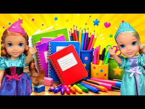 Back to school supplies ! Elsa & Anna toddlers - shopping - Barbie dolls