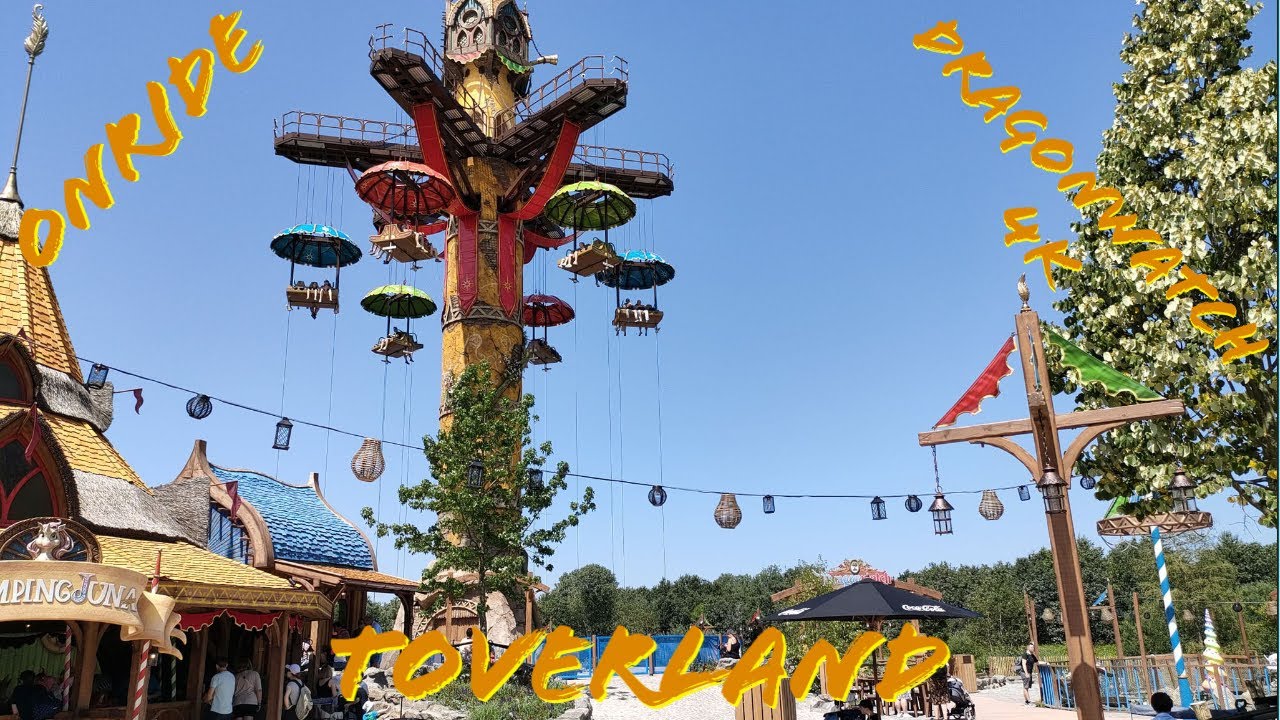 Onride DragonWatch Toverland (Intamin AG Parachute Tower) 4K - YouTube