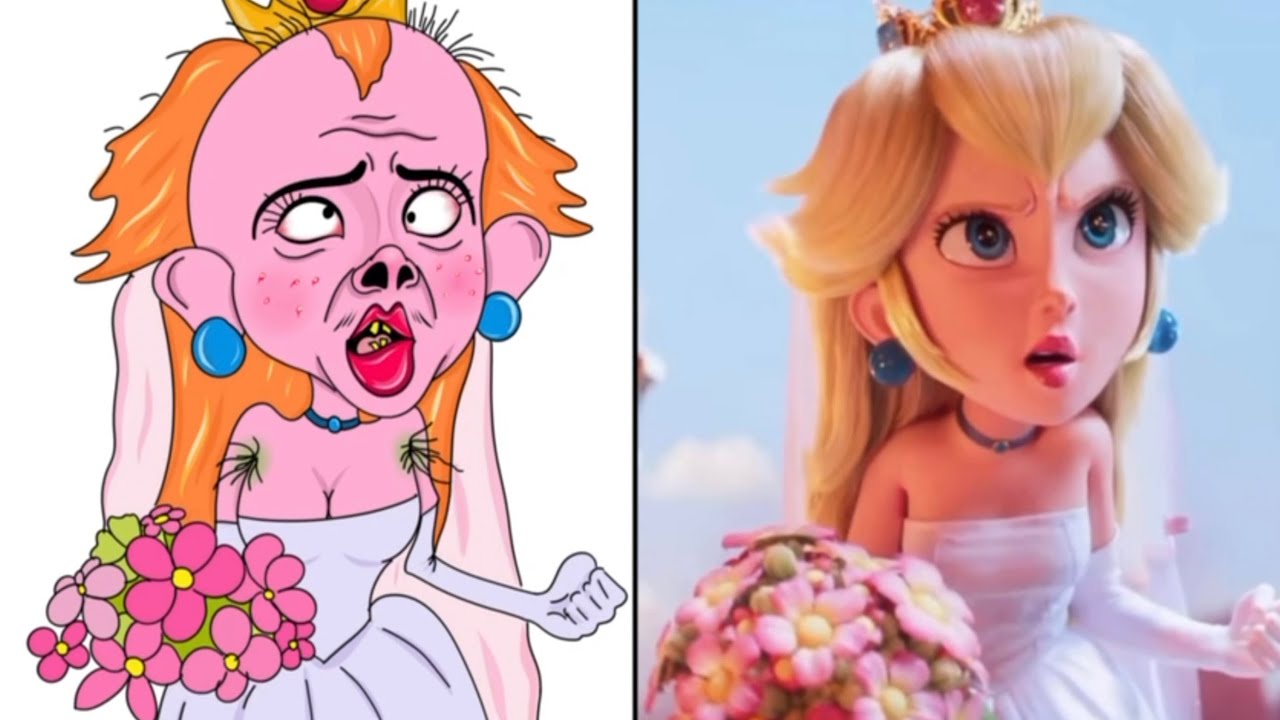 Princess Peach Drawing Meme 😂 | Super Mario Bros Funny Art - YouTube