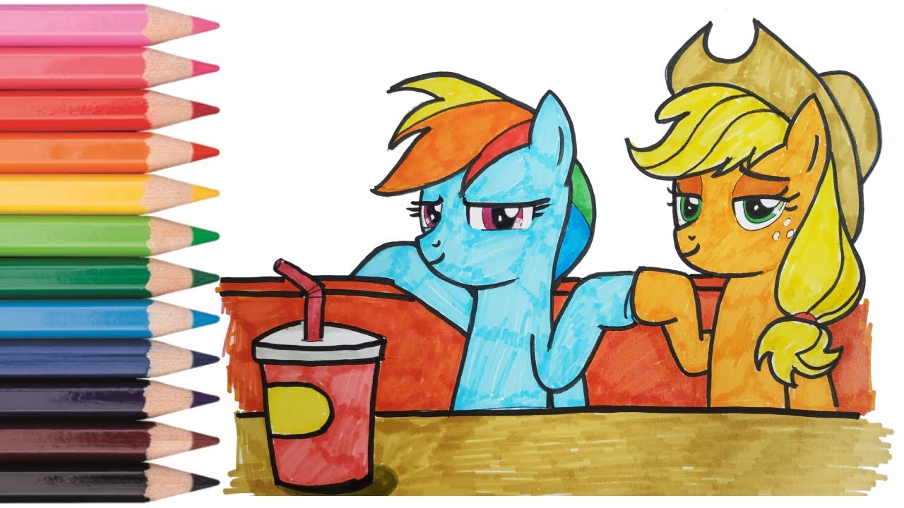 🌈 How to Draw Rainbow Dash and Applejack sitting side by side from My ...