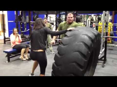 Tabitha Klausen Leandri's 700lb tire flip 2 - YouTube
