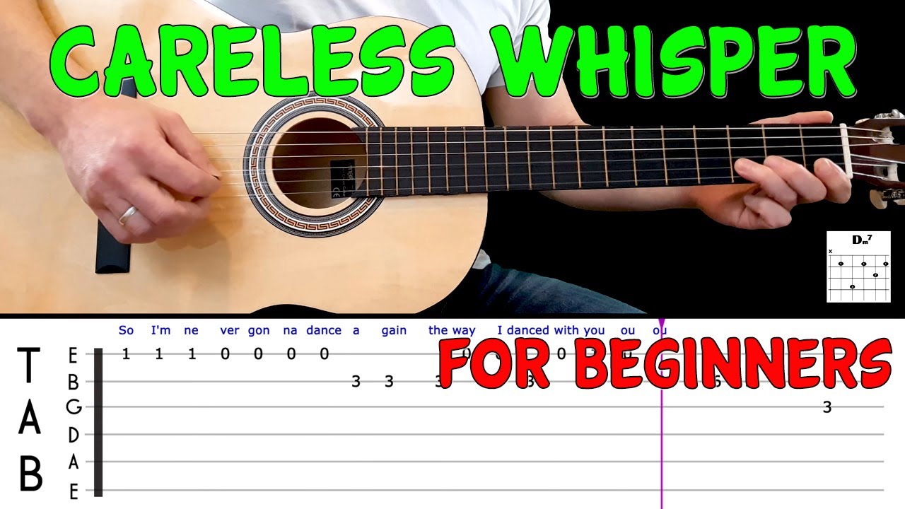 CARELESS WHISPER | Easy guitar melody lesson for BEGINNERS (w/tabs ...