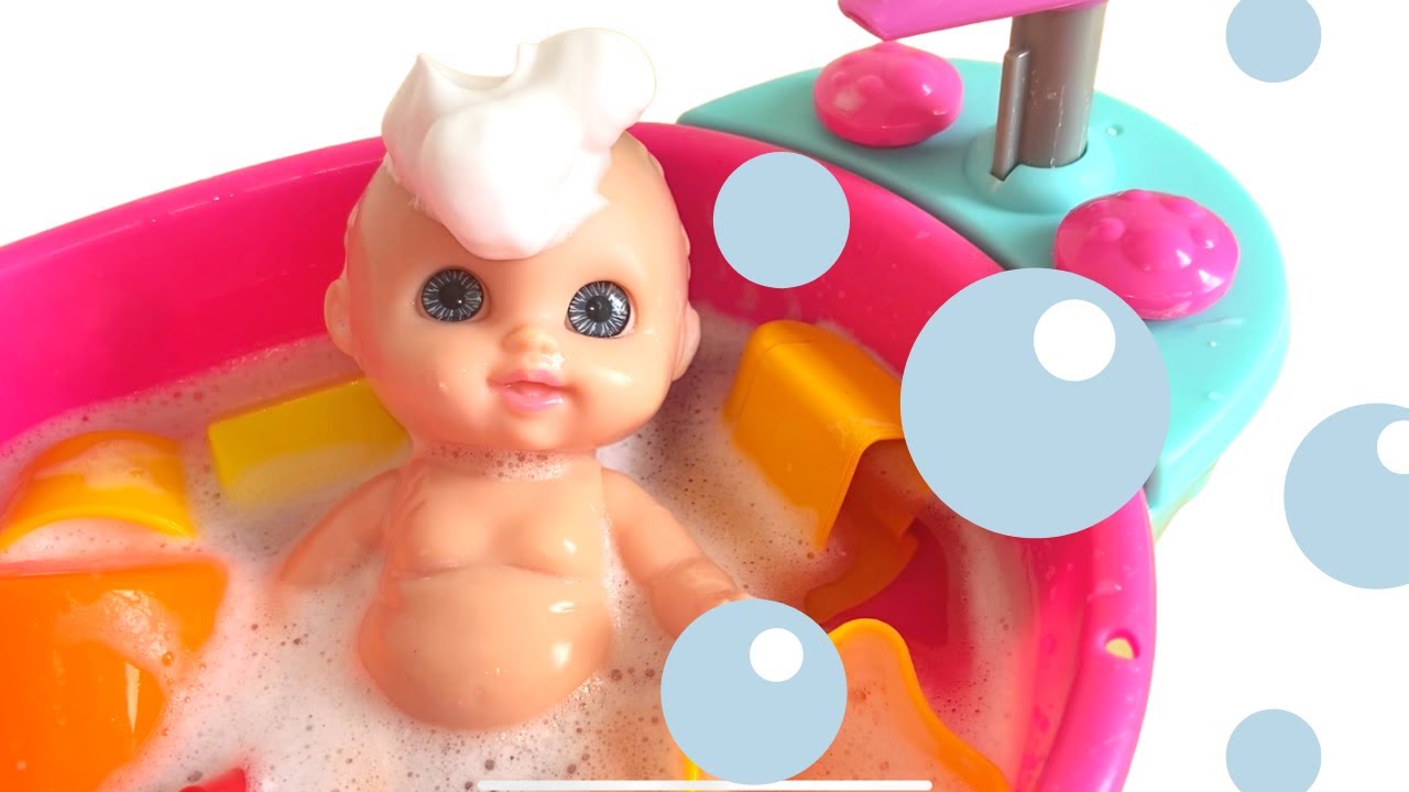 Bath Time With Baby Doll – Toys Play in Bubbles Bathroom! Fun Shower ...