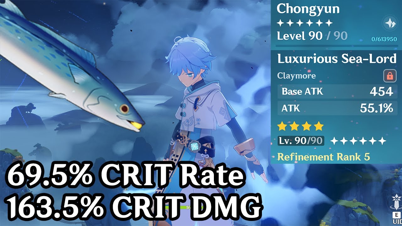 BIG CHONGUS tries fish claymore - genshin impact showcase - YouTube