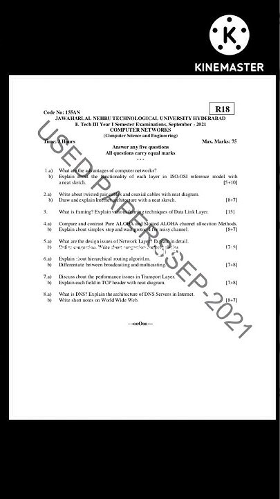 Computer Networks JNTUH R18 CSE 3-1 Sept 2021 - YouTube