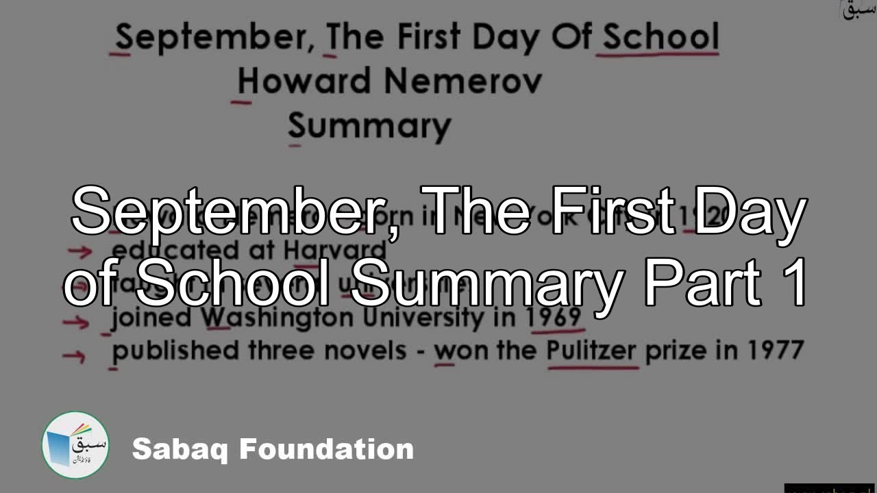 September, The First Day of School Summary Part 1, English Lecture ...