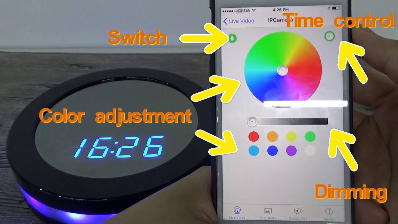 Hongsheng WH72 Clock Camera demo video - YouTube