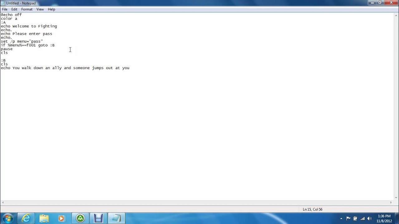How to make a text based video game with notepad - YouTube