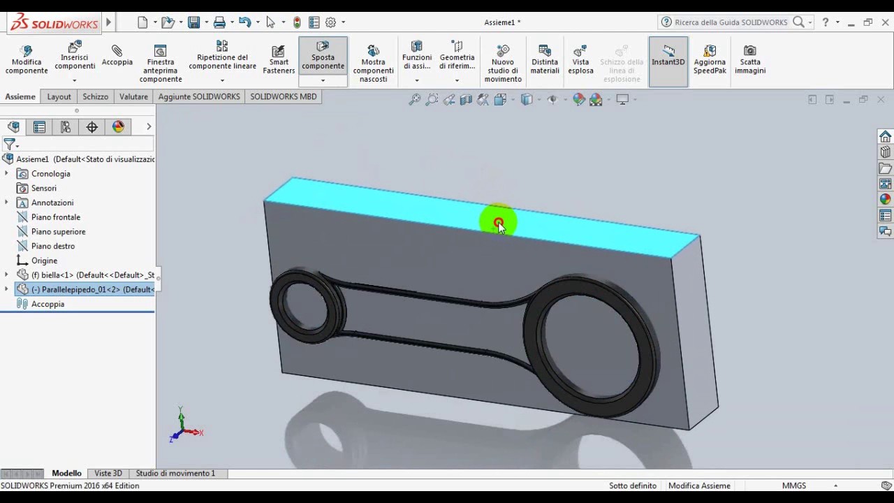 Sottrarre un solido da un altro solido - Solidworks Italiano - Tutorial #89# - YouTube