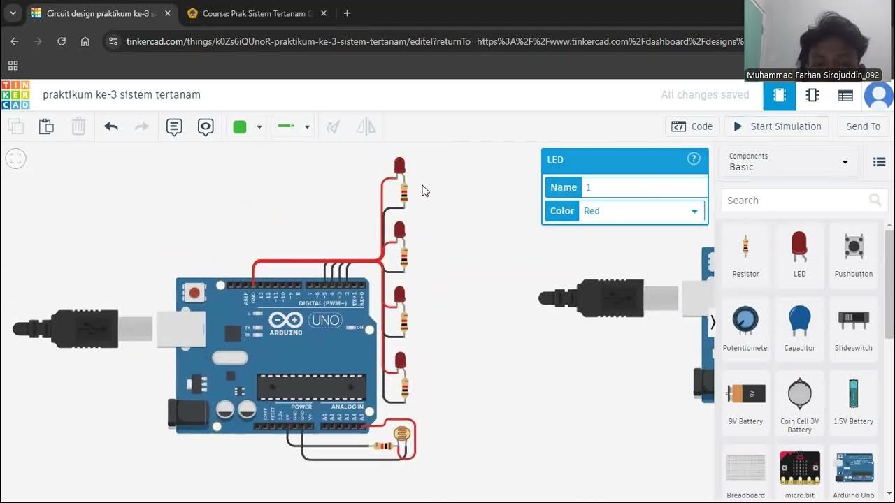 Mengendalikan LED dari data Sensor Arduino Thinkercad - YouTube