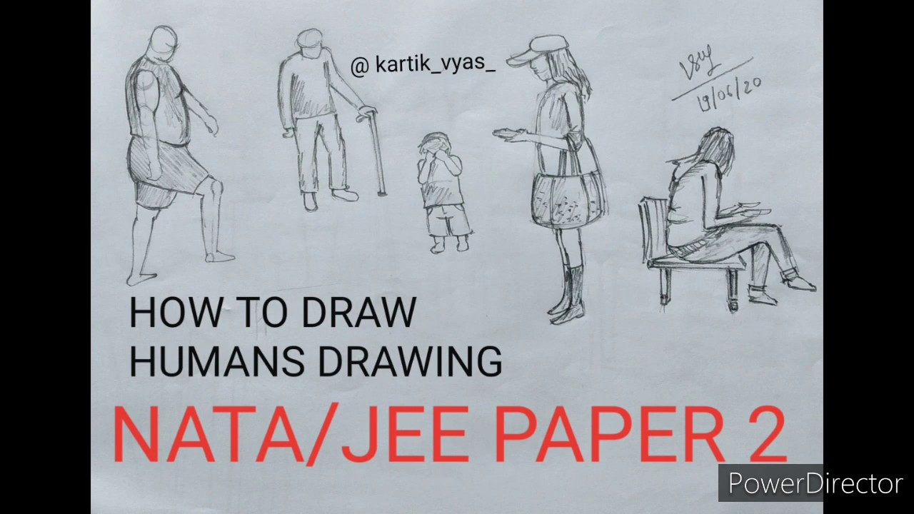 HOW TO DRAW HUMANS DRAWING | NATA EXAM/JEE PAPER - 2 | Kartik vyas ...