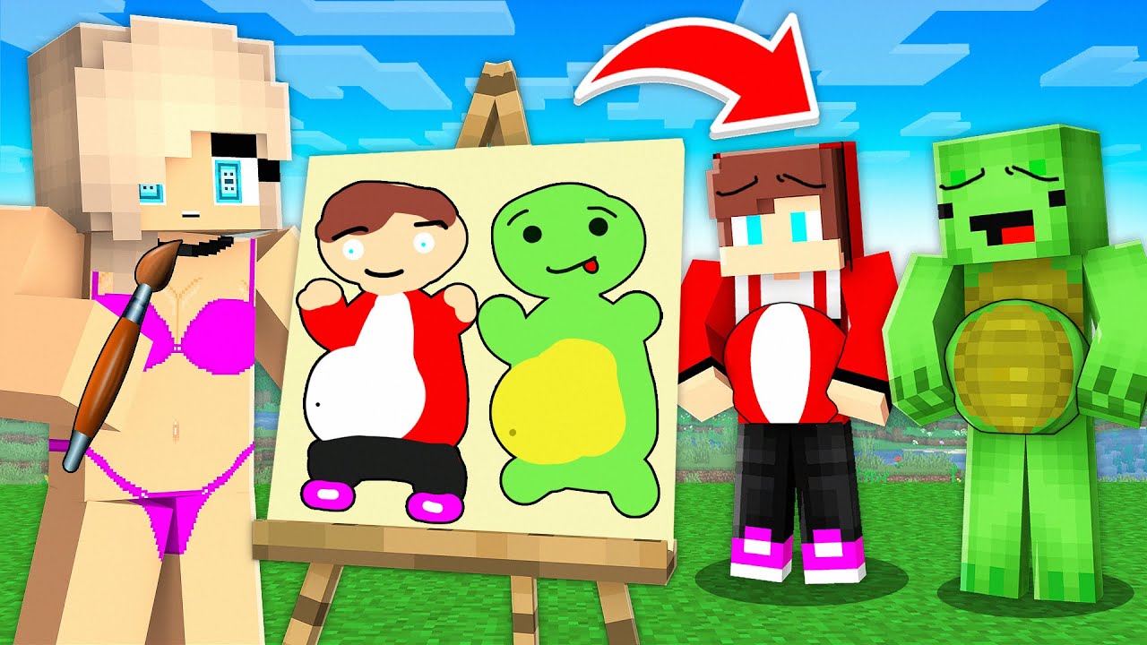 GIRL Use DRAWING MOD for PREGNANT PRANK on JJ and Mikey in Minecraft Maizen - YouTube
