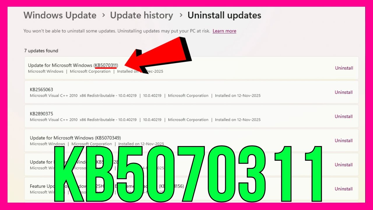 How to Uninstall Windows Update KB5070311 | Uninstall Windows KB5070311 ...