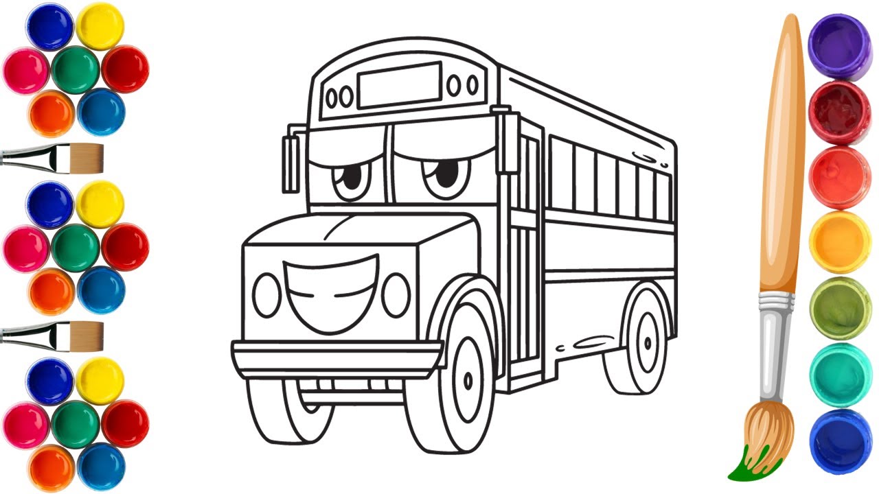 School Bus Drawing & Coloring for Kids | How to Draw Bis | Drawing for ...