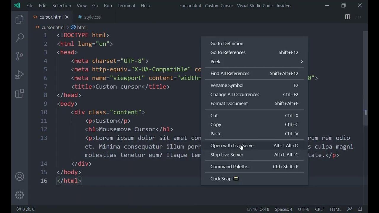 Custom Cursor Using CSS & Vanilla JavaScript - YouTube