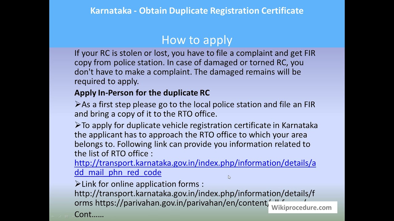 Karnataka Obtain Duplicate Registration Certificate YouTube Karnataka Obtain Duplicate Registration Certificate YouTube