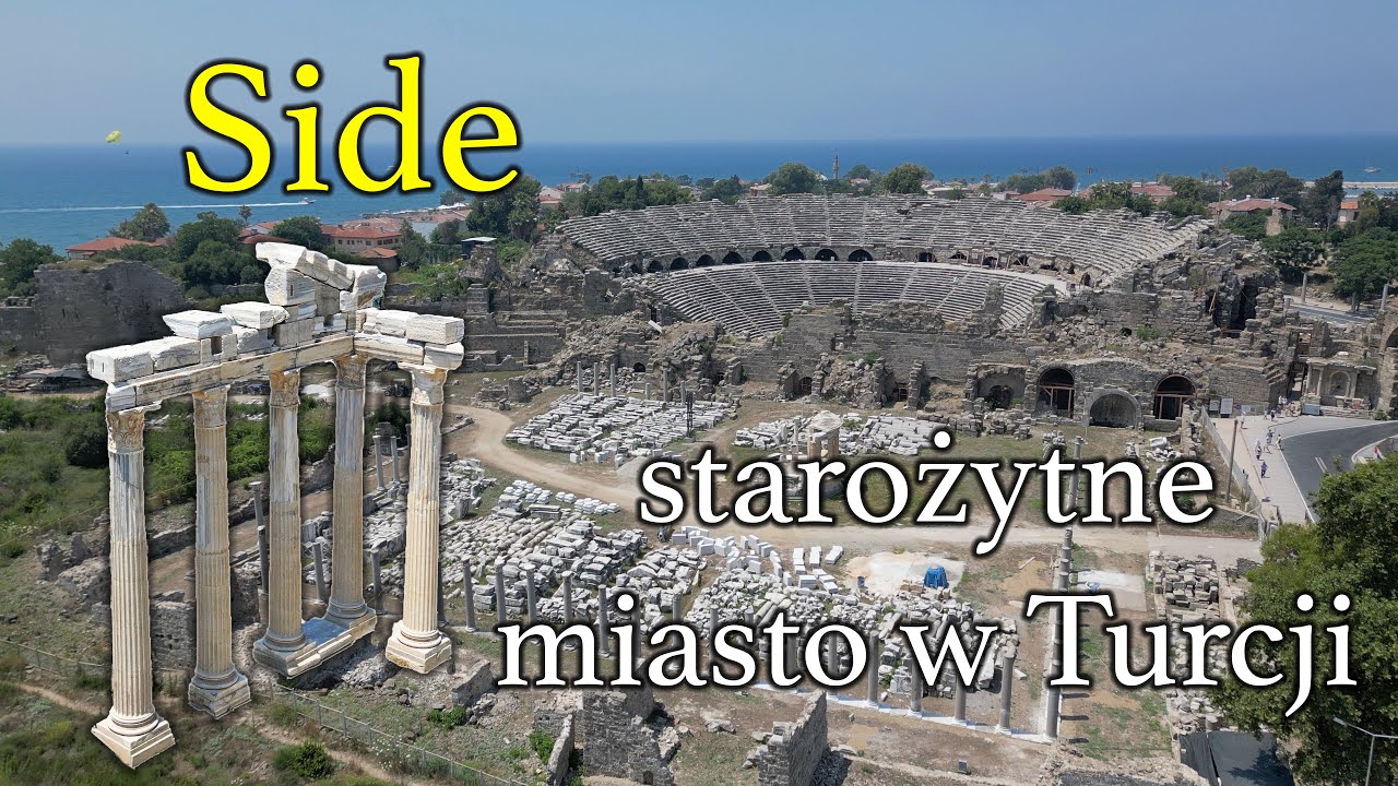 Side - wspaniałe starożytne miasto na ujęciach z drona - Turcja 4K ...