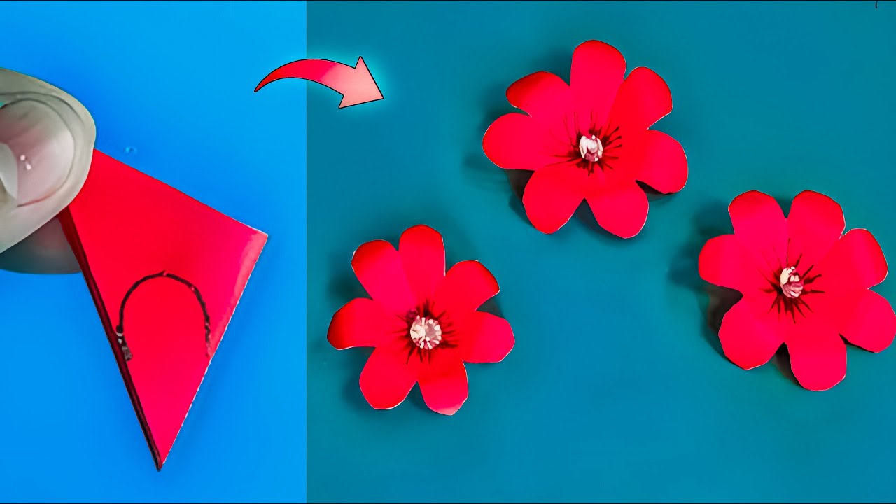 Very Easy Paper Flower Craft🌹 | Paper Flower Making Step By Step | DIY ...