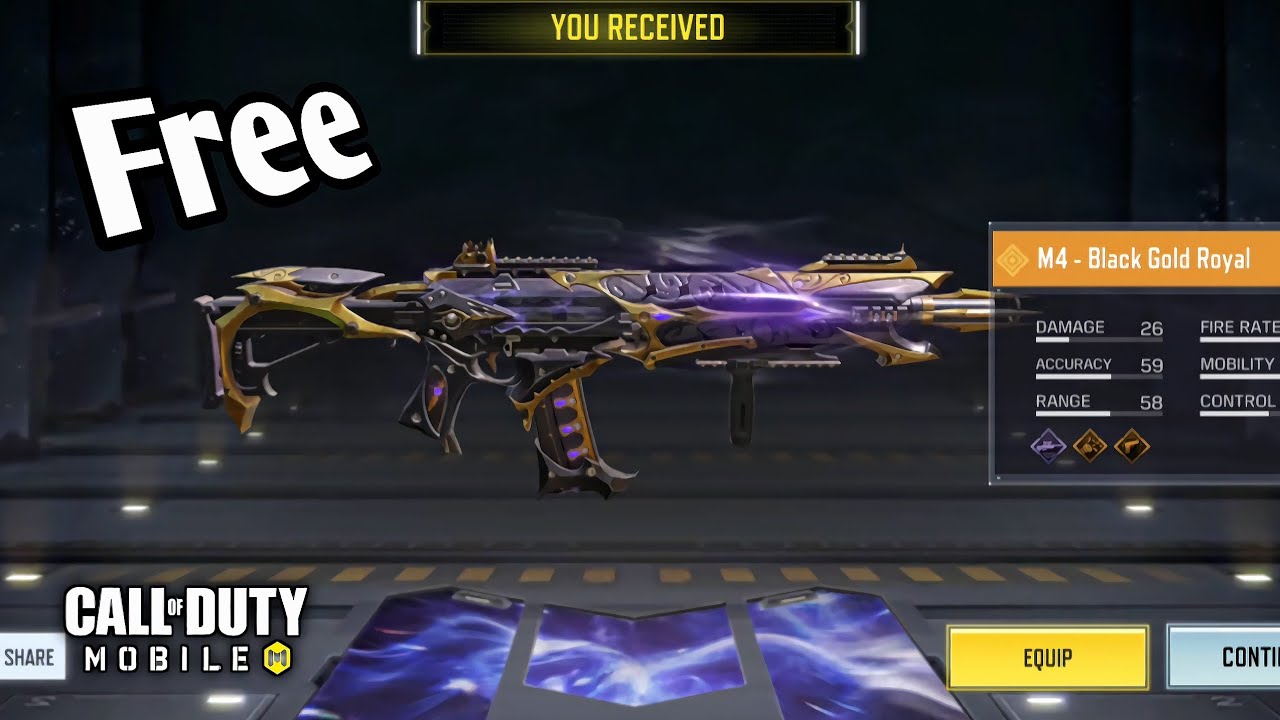 *Free* Legendary M4 Black Gold Royal in COD Mobile Garena - YouTube