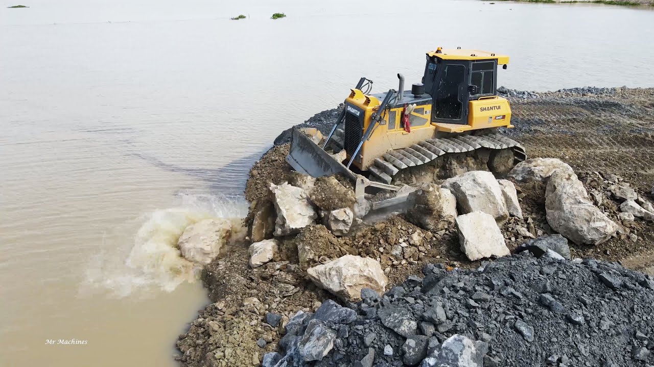 Amazing Land Reclamation Construction mighty Bulldozer Moving Rock with ...