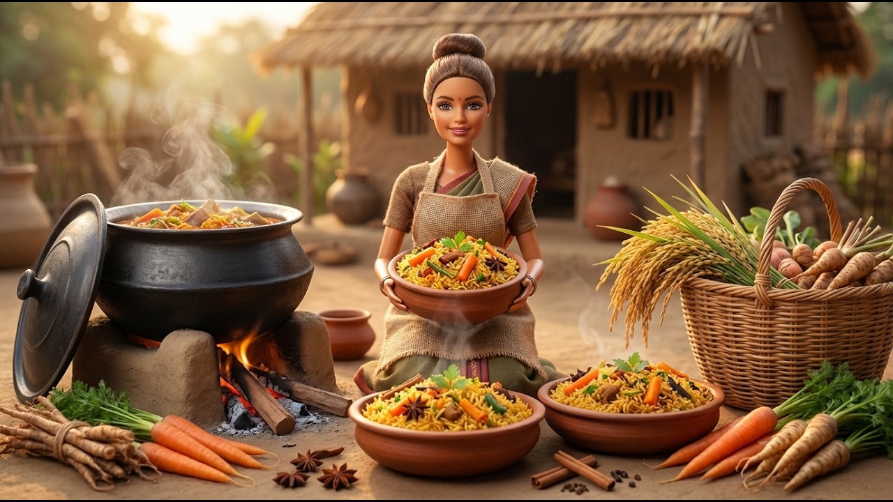 Miniature Doll Massive Root & Rice Biryani Cooking ASMR | Feeding ...