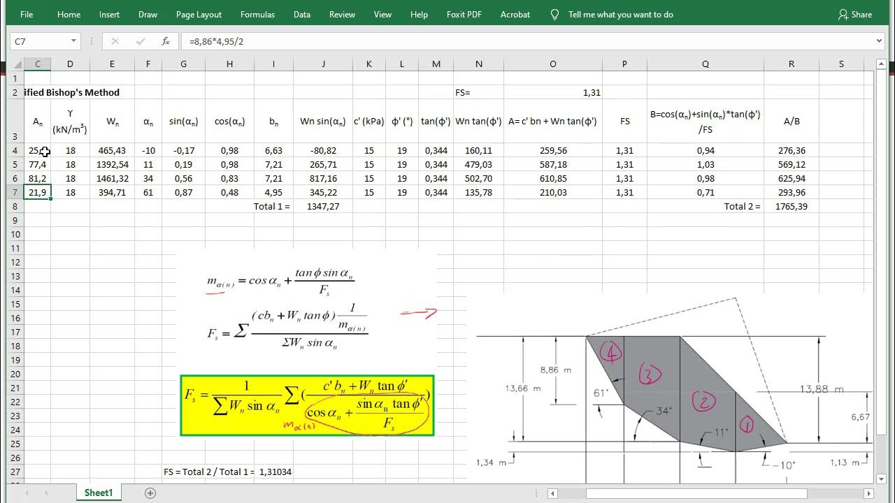 Contoh Soal STABILITAS LERENG: Menghitung Safety Factor Menggunakan Metode BISHOP'S SIMPLIFIED ...