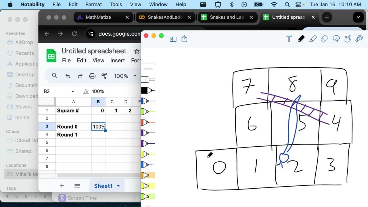 Snakes+Ladders probability problem in spreadsheet and Python | Intro to Markov Chains Lec 2 ...