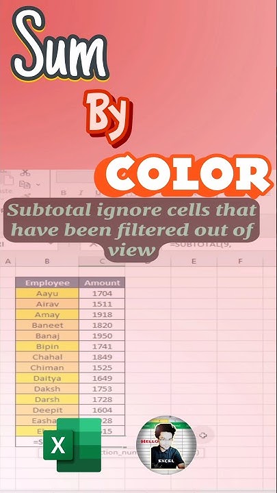 Sum By Color using Subtotal in Excel 😎 - YouTube