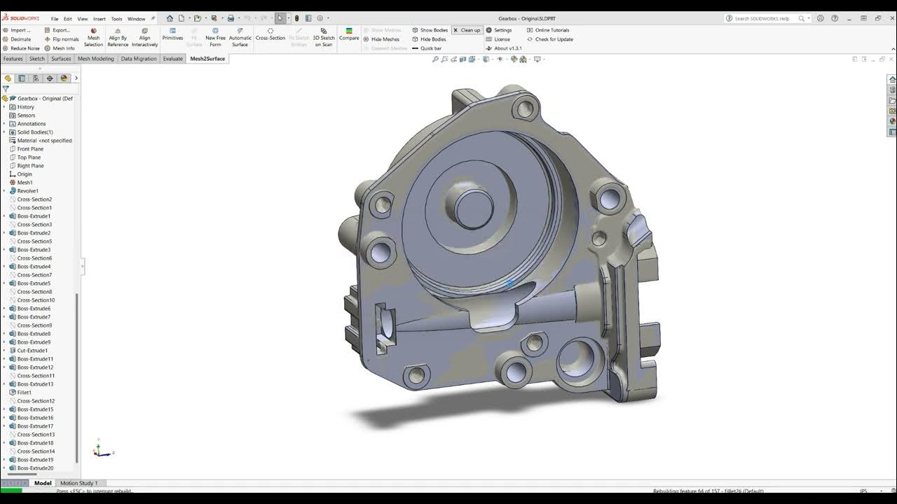 Scan To CAD - Mesh2Surface for SOLIDWORKS - Clean Up scan data - YouTube