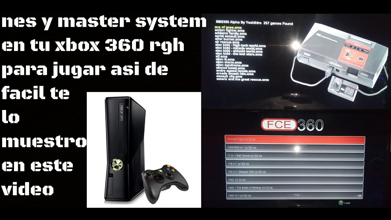 jugar nes y master system en xbox 360 rgh - YouTube