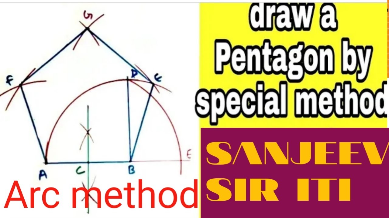 HOW TO DRAW A REGULAR PENTAGON BY ARC METHOD, ENGINEERING DRAWING # ...
