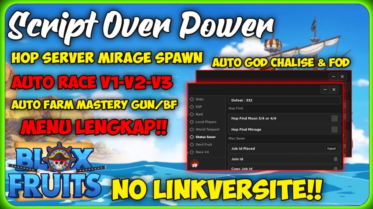 SCRIPT BLOX FRUIT AUTO RACE V2 V3 | HOP SERVER MIRAGE ISLAND | AUTO PULL LEVER | FITUR ...