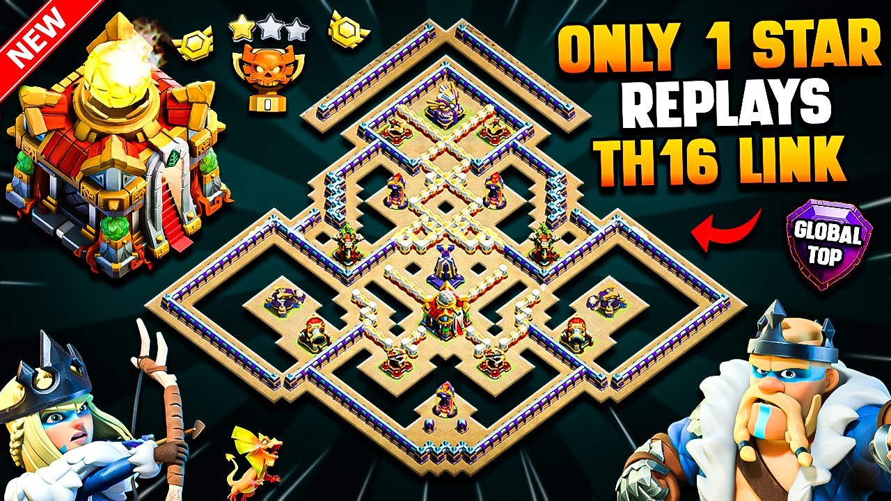New TH16 War Base Link + Replays (ONLY 1 STAR Town Hall 16) | Best Th16 ...