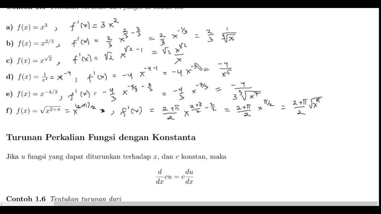 Pertemuan 8 part 5 : Aturan Turunan(1) - YouTube