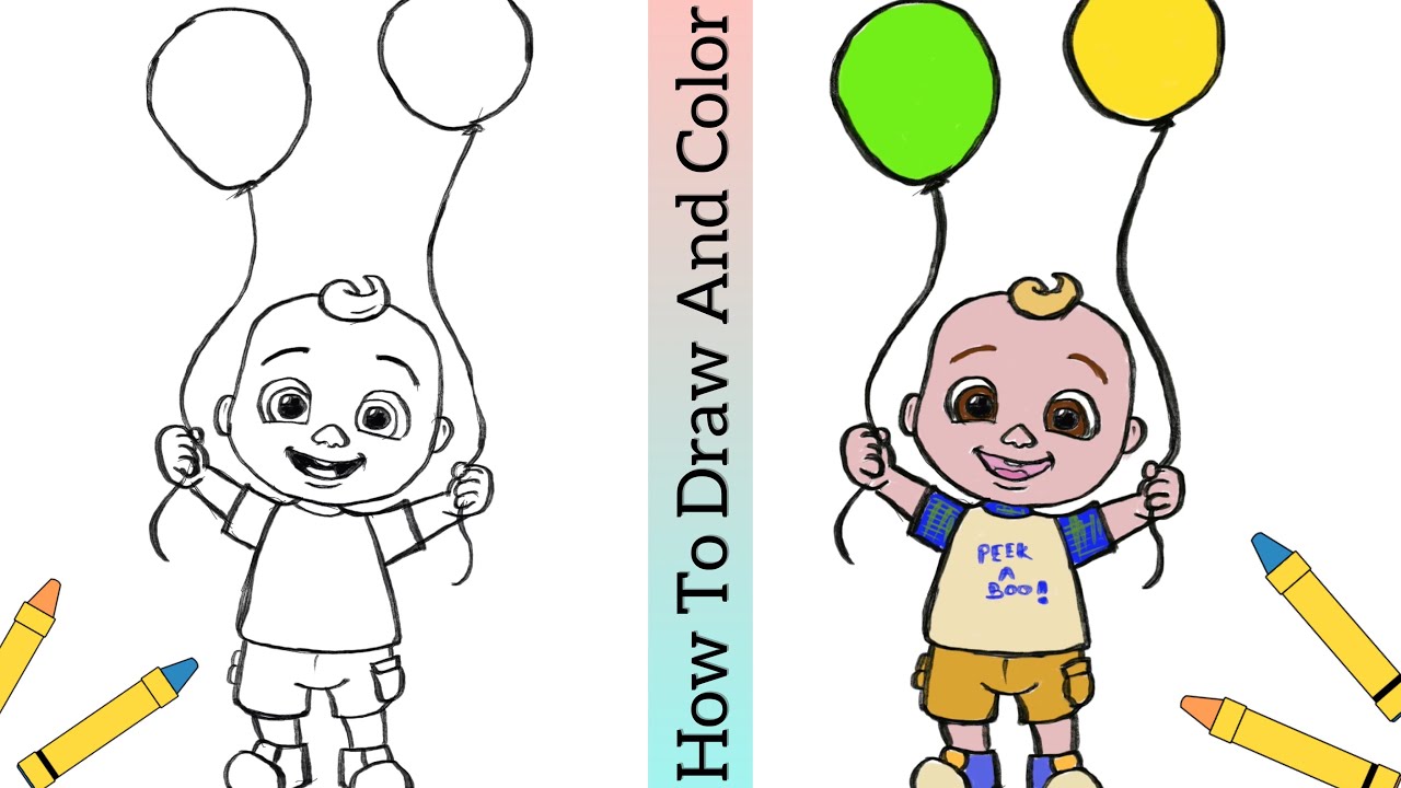 How To Draw And Color JJ From Cocomelon || Fun Video || Coloring Guide ...
