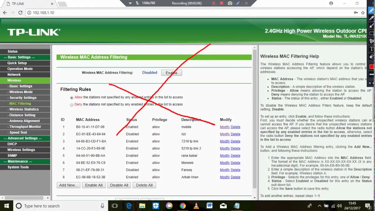 How to mac address setting in tp link 5210 - YouTube