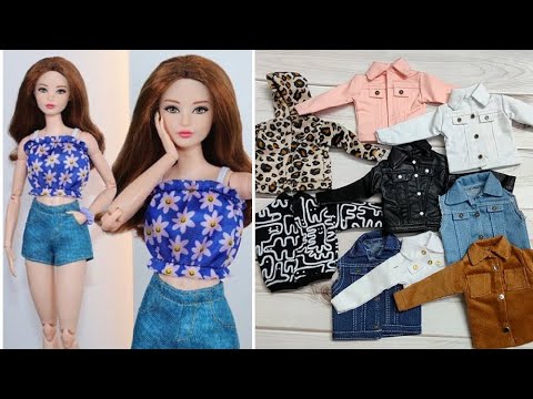 Barbie elbise yapımı || 5 dakikada hallet || barbie etek bluz yap || barbie kıyafet dikimi